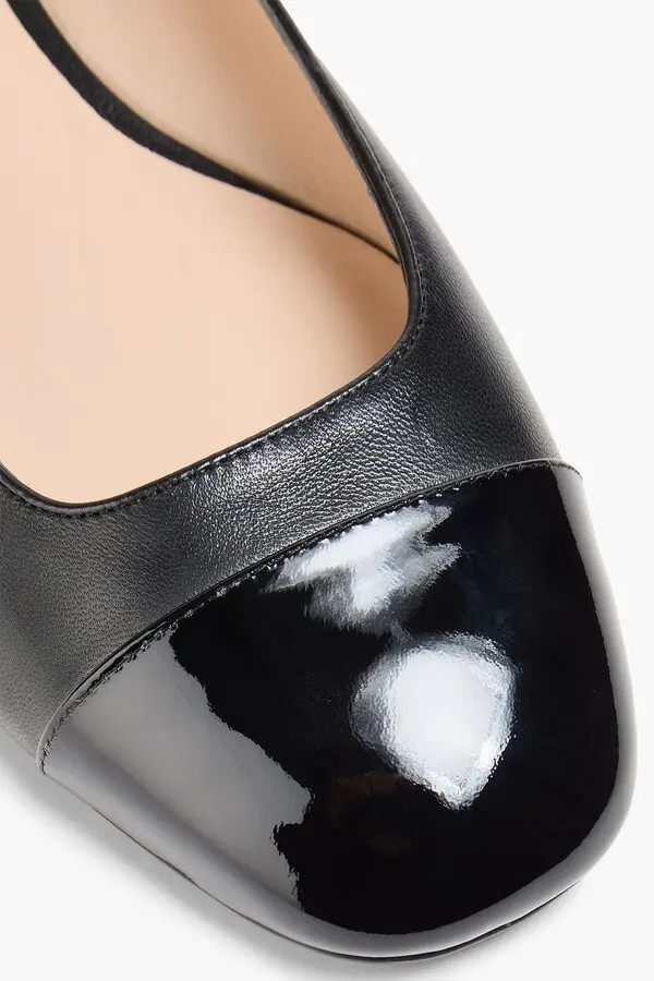 STUART WEITZMAN Smooth And Patent-leather Ballet Flats