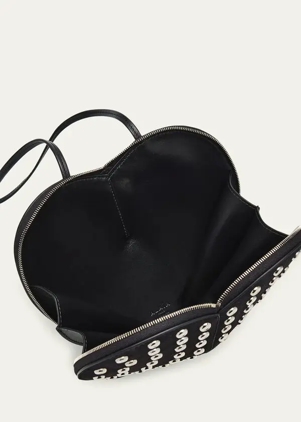 Alaïa Le Coeur Studded Goatskin Crossbody Bag - Noir
