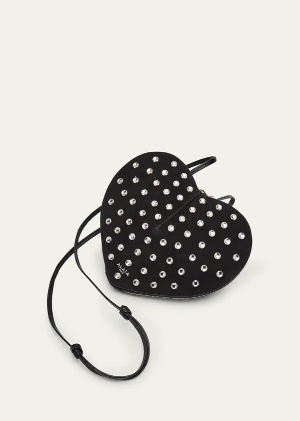 Alaïa Le Coeur Studded Goatskin Crossbody Bag - Noir