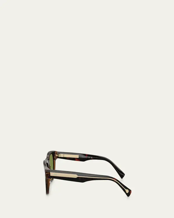 Brunello Cucinelli Rectangle Acetate Sunglasses - Green