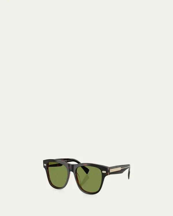Brunello Cucinelli Rectangle Acetate Sunglasses - Green
