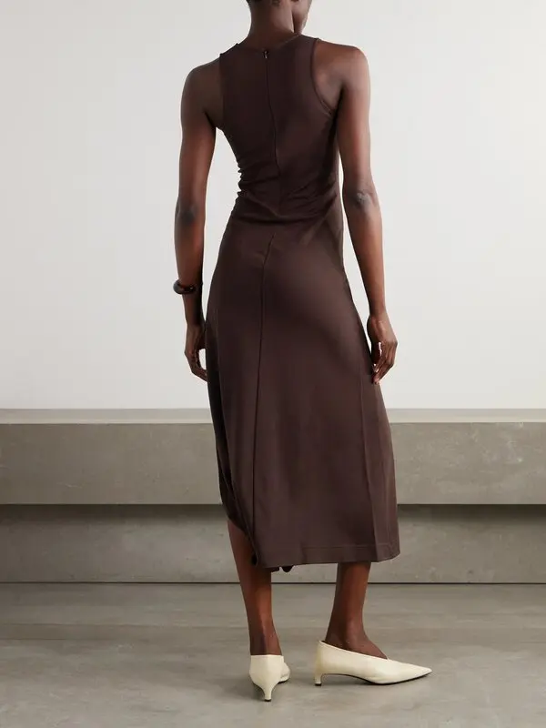 open lace back dress SKIRT WITH PLEATS IN SILK - Vermillon - Silk Viscose Twill - Women