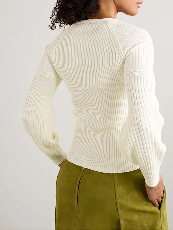 Max Mara Gioiosa Ribbed Cotton V-neck Sweater