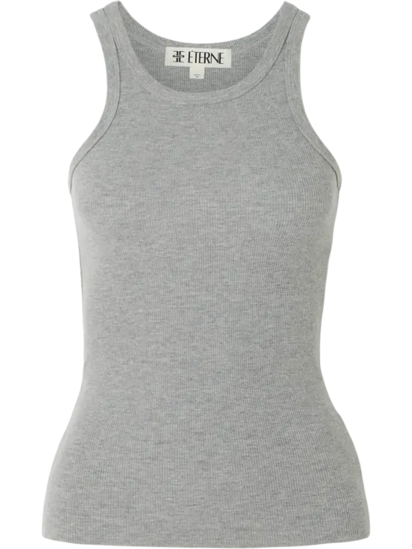 Eterne Ribbed Stretch-jersey Tank - Gray