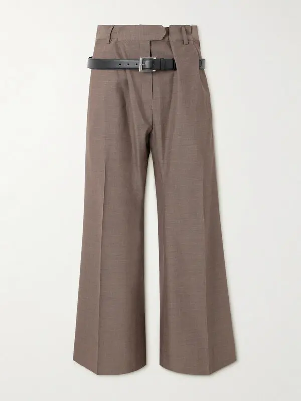 Acne Studios Belted Wool Wide-leg Pants - Brown