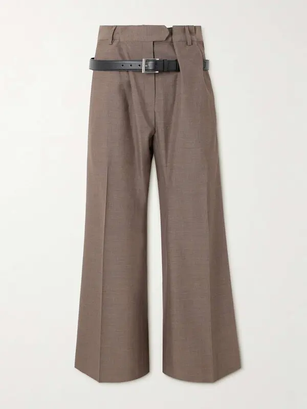 Acne Studios Belted Wool Wide-leg Pants - Brown