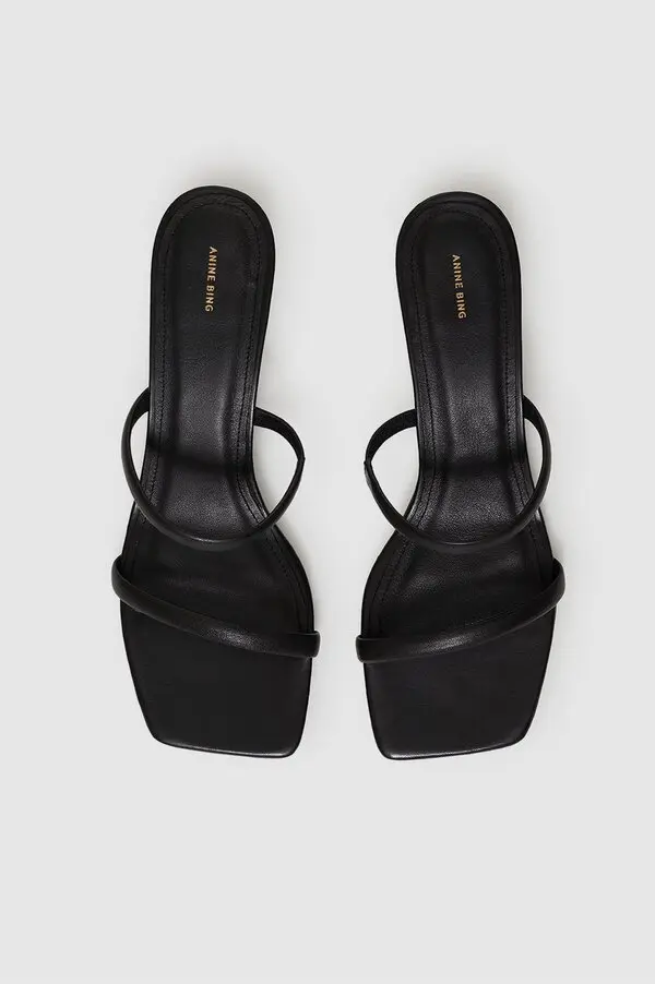 ANINE BING Hilda Leather Mule Sandals - Black