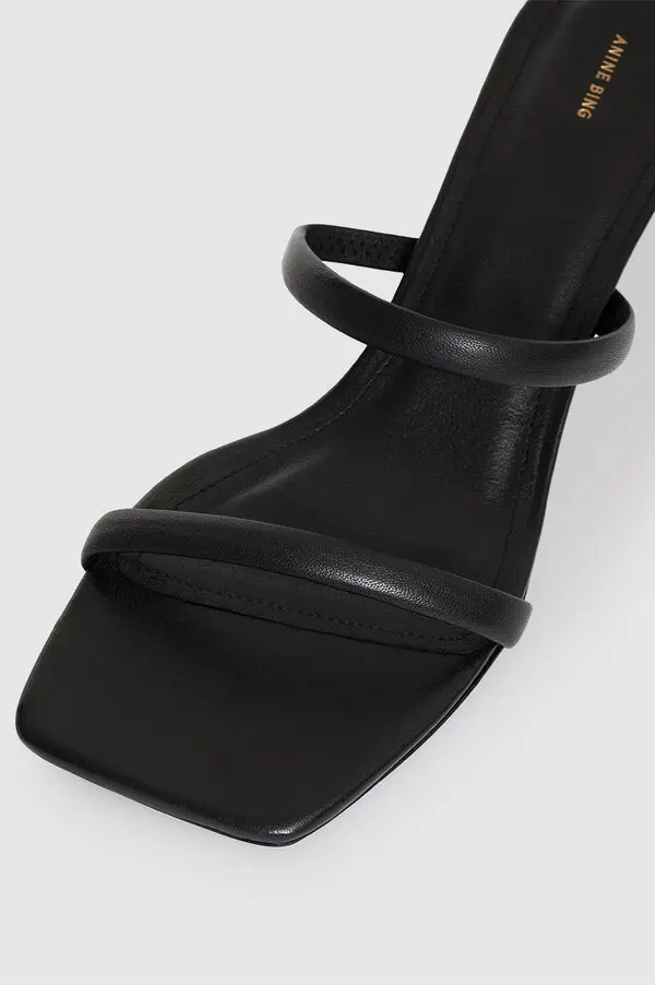 ANINE BING Hilda Leather Mule Sandals - Black