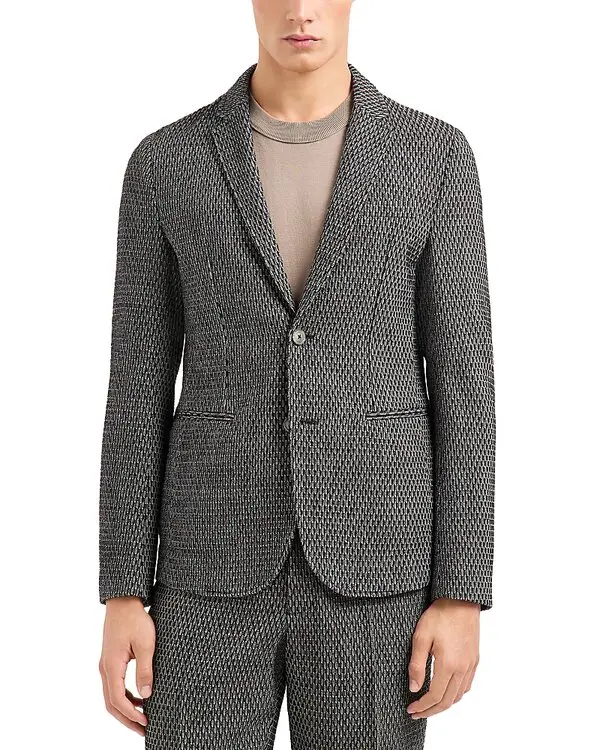 Emporio Armani Regular Fit Knit Pattern Single Breasted Blazer