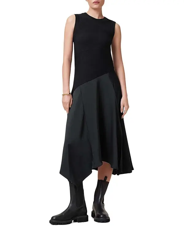 ALLSAINTS Pia Satin Midi Dress