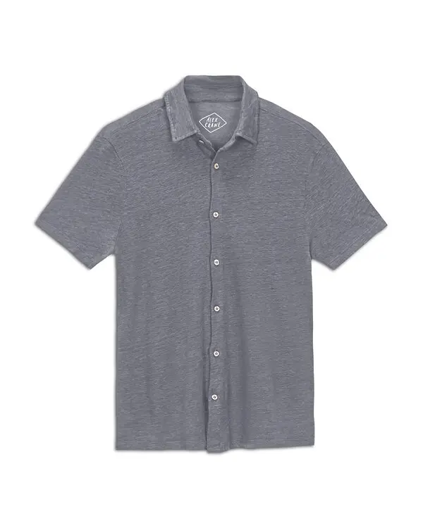 ALEX CRANE Ola Linen Knit Regular Fit Button Down Shirt - Slate