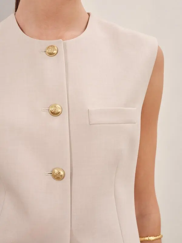 REISS Athena Longline Waistcoat - Neutral