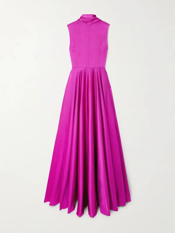 Solace London Emelia Hammered-satin Gown - Pink