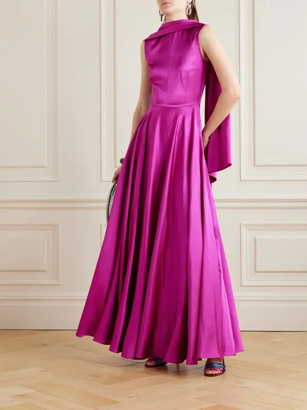 Solace London Emelia Hammered-satin Gown - Pink