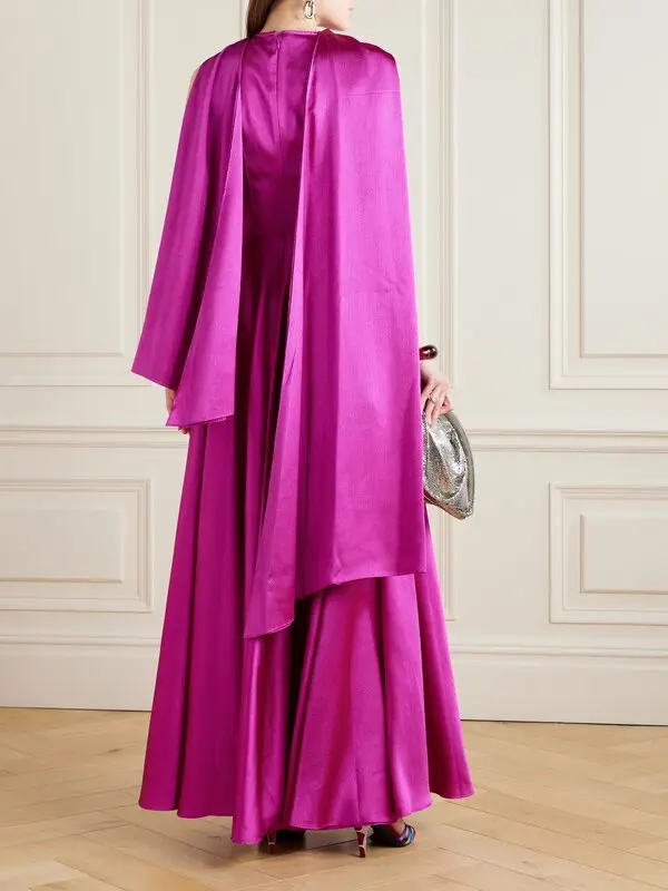 Solace London Emelia Hammered-satin Gown - Pink