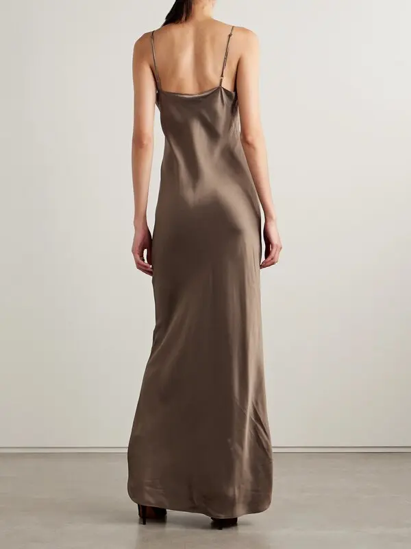 NILI LOTAN Cami Silk-satin Gown - Brown