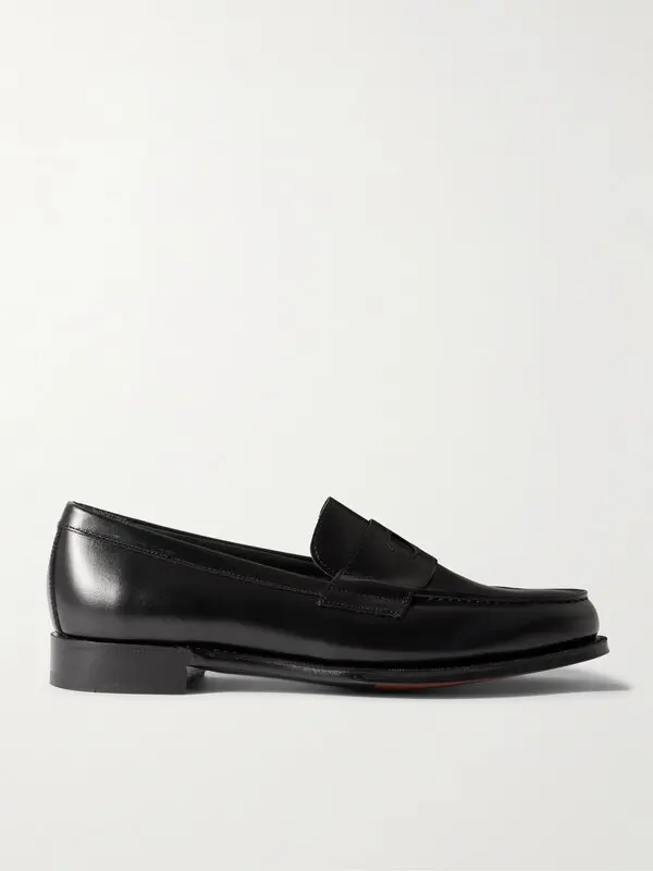 DRAKE'S Charles Leather Penny Loafers - Black