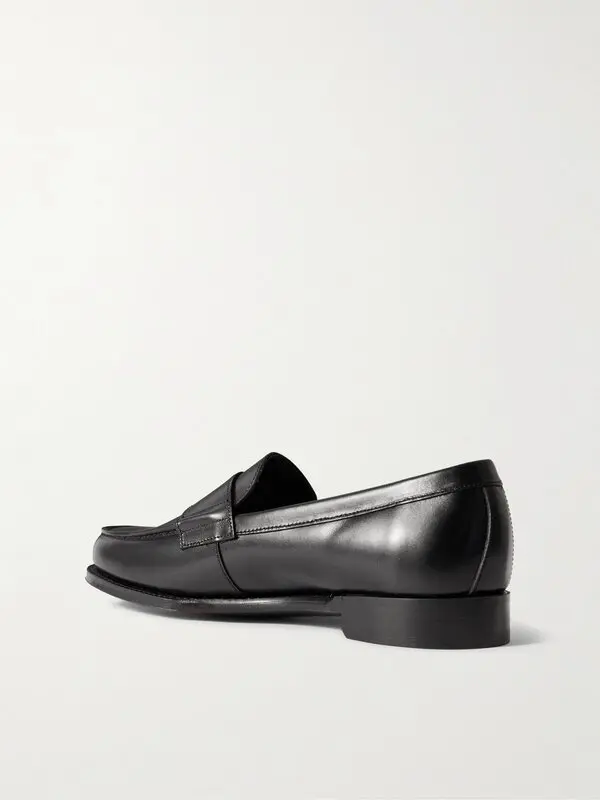 DRAKE'S Charles Leather Penny Loafers - Black