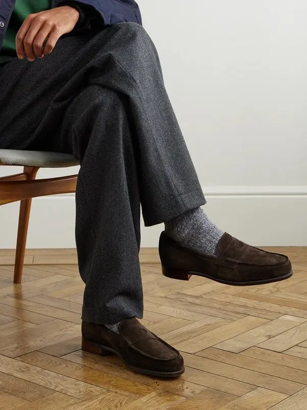 DRAKE'S Charles Suede Penny Loafers