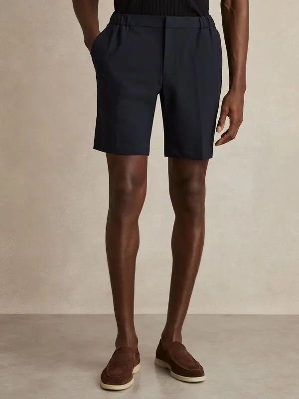 REISS Deck Drawstring Chino Shorts - Navy