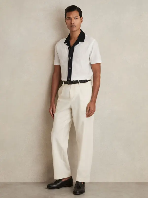 REISS Aster Cotton Textured Colour-block Shirt