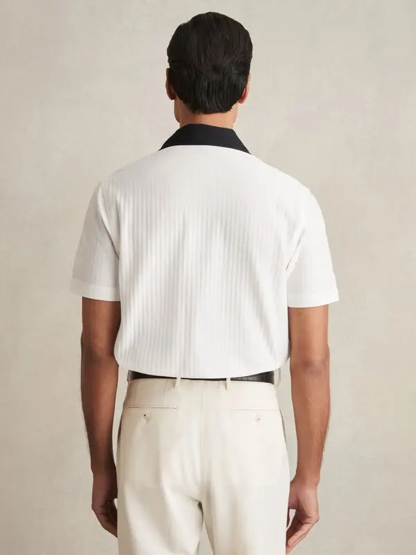 REISS Aster Cotton Textured Colour-block Shirt
