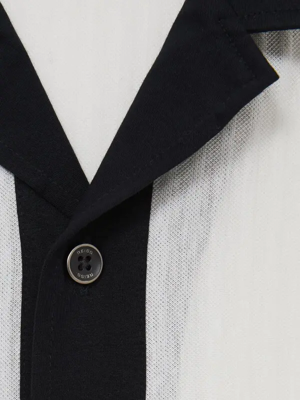 REISS Aster Cotton Textured Colour-block Shirt