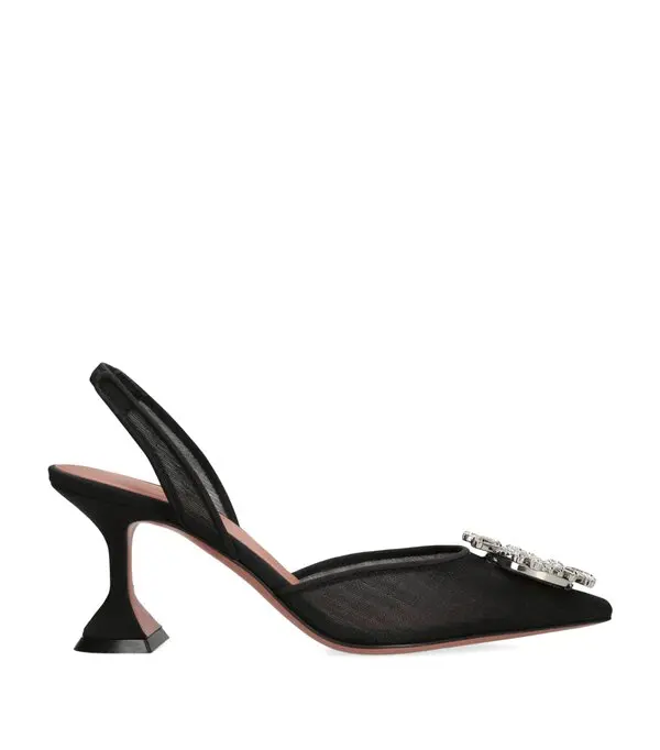 Amina Muaddi Mesh Begum Slingback Pumps 70