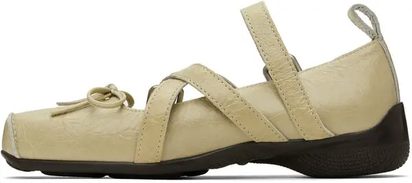 Buy OPEN YY Cross Buckle Ballerina Flats - Beige At 31% Off