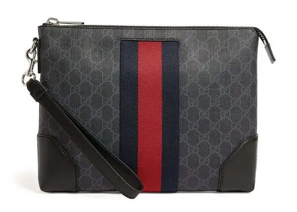 Gucci Gg Supreme Web Pouch - Grey