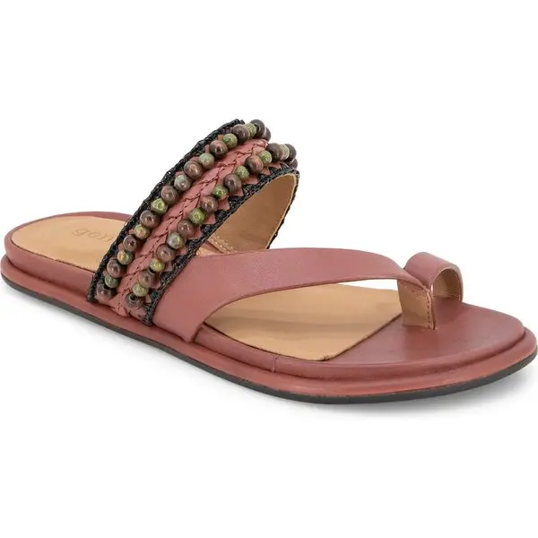 Gentle Souls By Kenneth Cole Lentini Toe-loop Sandals - Mahogany Leather