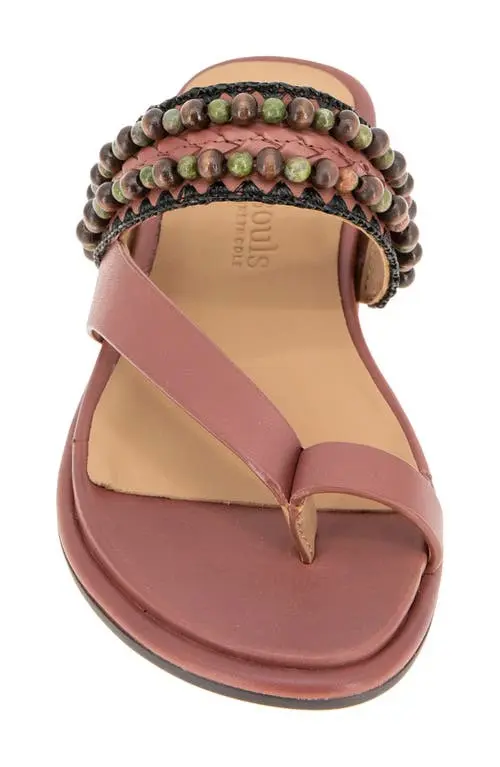 Gentle Souls By Kenneth Cole Lentini Toe-loop Sandals - Mahogany Leather