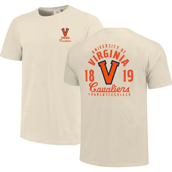 IMAGE ONE Virginia Cavaliers Comfort Colors Mascot Overlay T-shirt - Cream