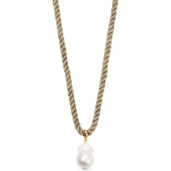 Ettika Rope Cord Freshwater Pearl Pendant Necklace - Beige