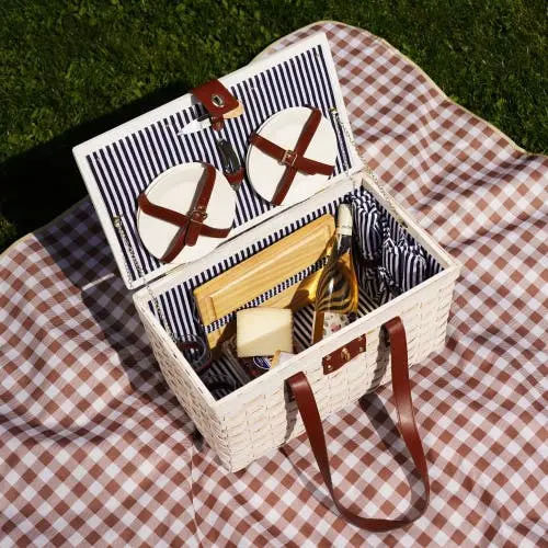 TWINE Tahoe Picnic Basket Set For Four