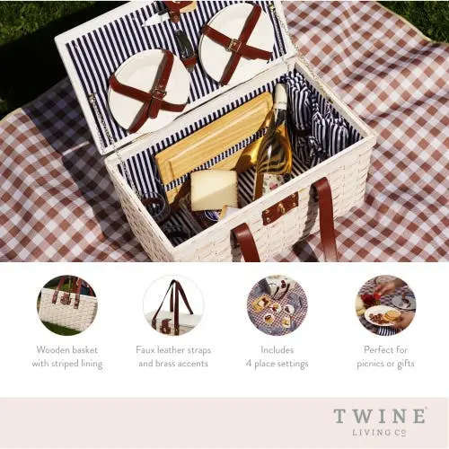 TWINE Tahoe Picnic Basket Set For Four