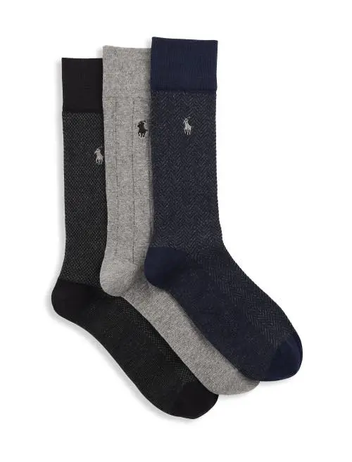 Polo Ralph Lauren Big & Tall Dotted Crew Socks 3-pack - Navy Multi