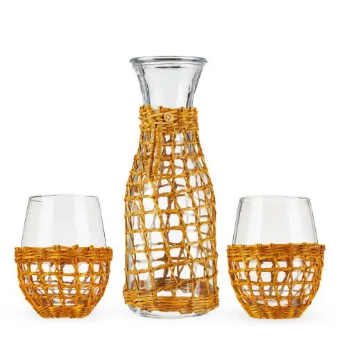 TWINE Island Carafe & Stemless Wine Glasses Set Of 3