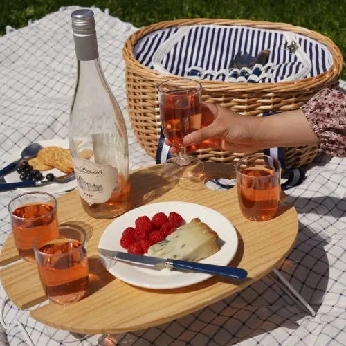 TWINE Central Park Willow Picnic Basket Set For Four