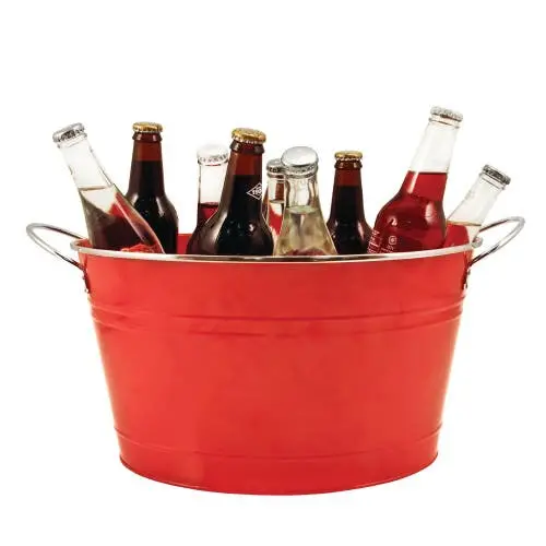 TWINE Big Galvanized Metal Beverage Tub - Red