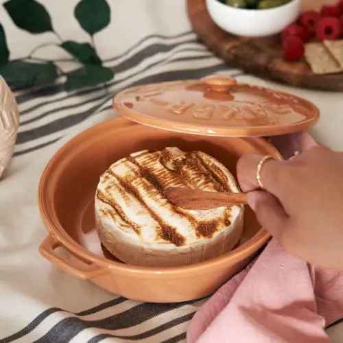 TWINE Terra Cotta Brie Baker With Wood Spreader
