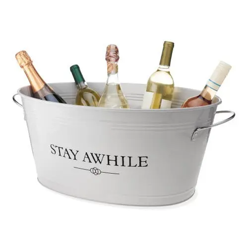 TWINE Stay Awhile Metal Beverage Tub - Grey