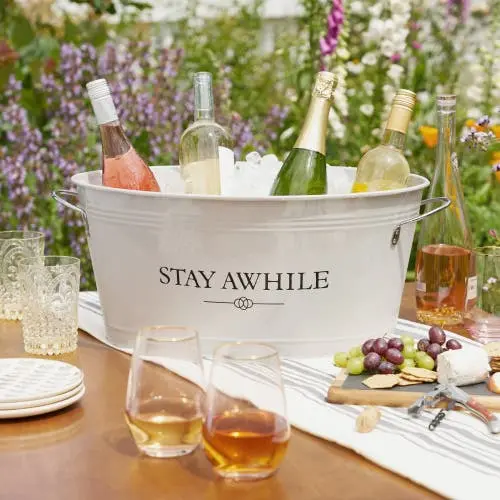 TWINE Stay Awhile Metal Beverage Tub