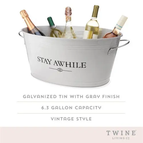 TWINE Stay Awhile Metal Beverage Tub