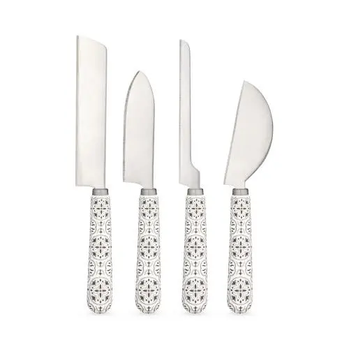 TWINE Tiles Cheese Knife Set Of 4 - White