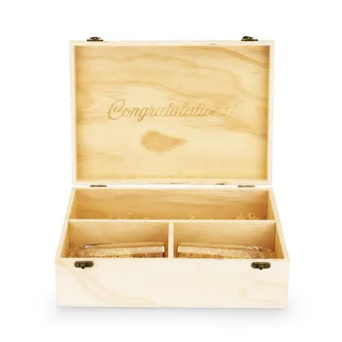 TWINE Celebrate Wood Champagne Box And Flutes Set