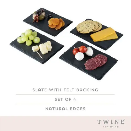 TWINE Slate Tapas Plates Set Of 4