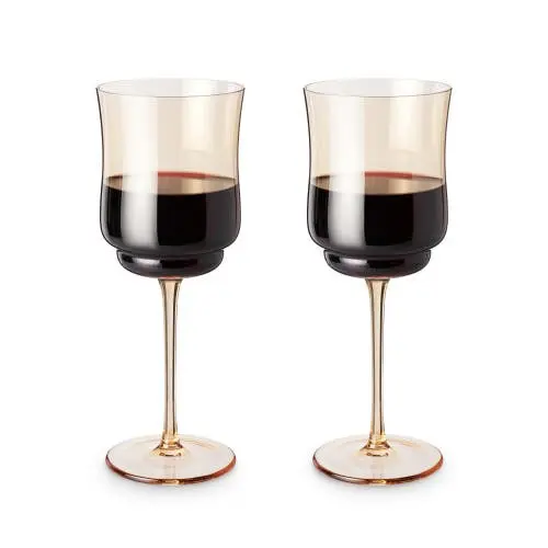 TWINE Tulip Stemmed Wine Glasses In Amber Set Of 2 - Brown