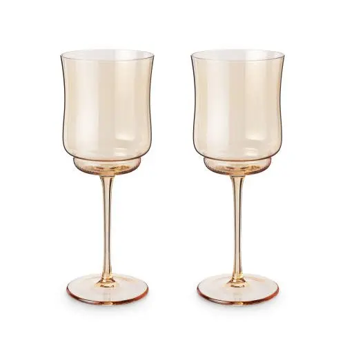 TWINE Tulip Stemmed Wine Glasses In Amber Set Of 2
