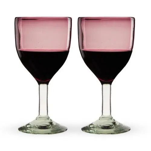 TWINE Segunda Vida Rosado Recycled Stemmed Wine Glasses Set Of 2 - Pink